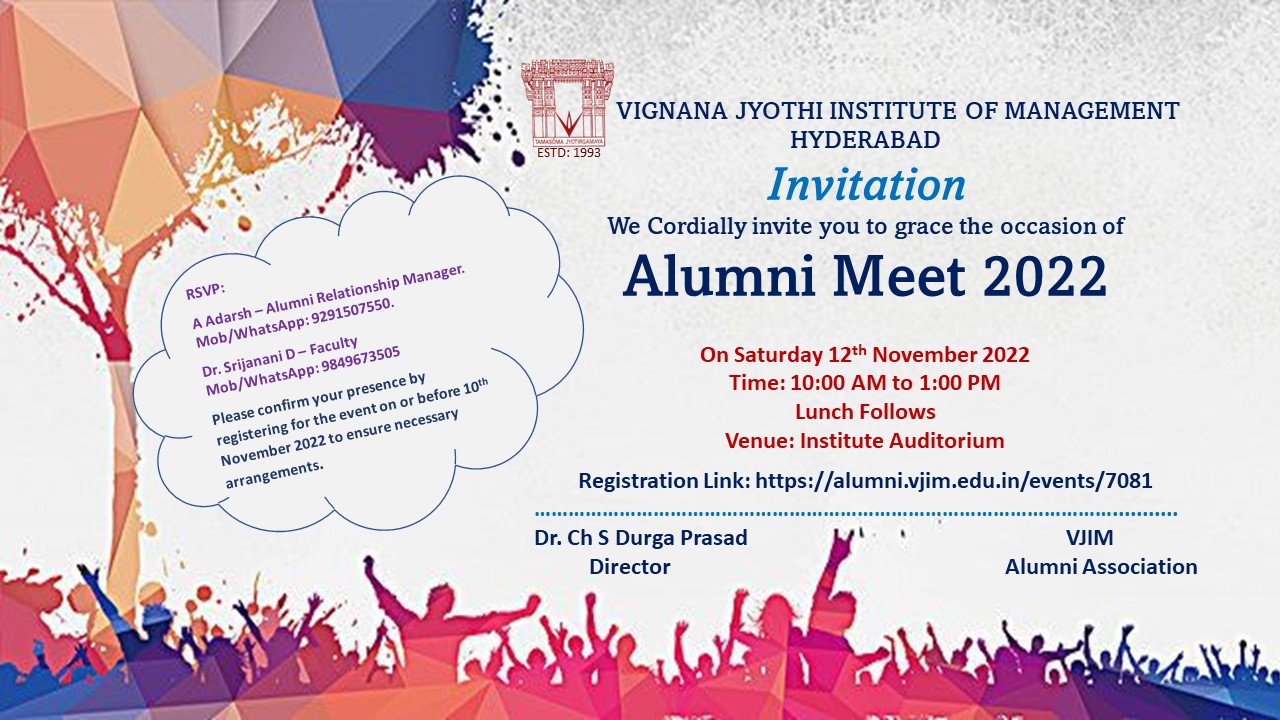 VJIM Alumni Meet - 2022 - Vignana Jyothi Institute Of Management (VJIM ...